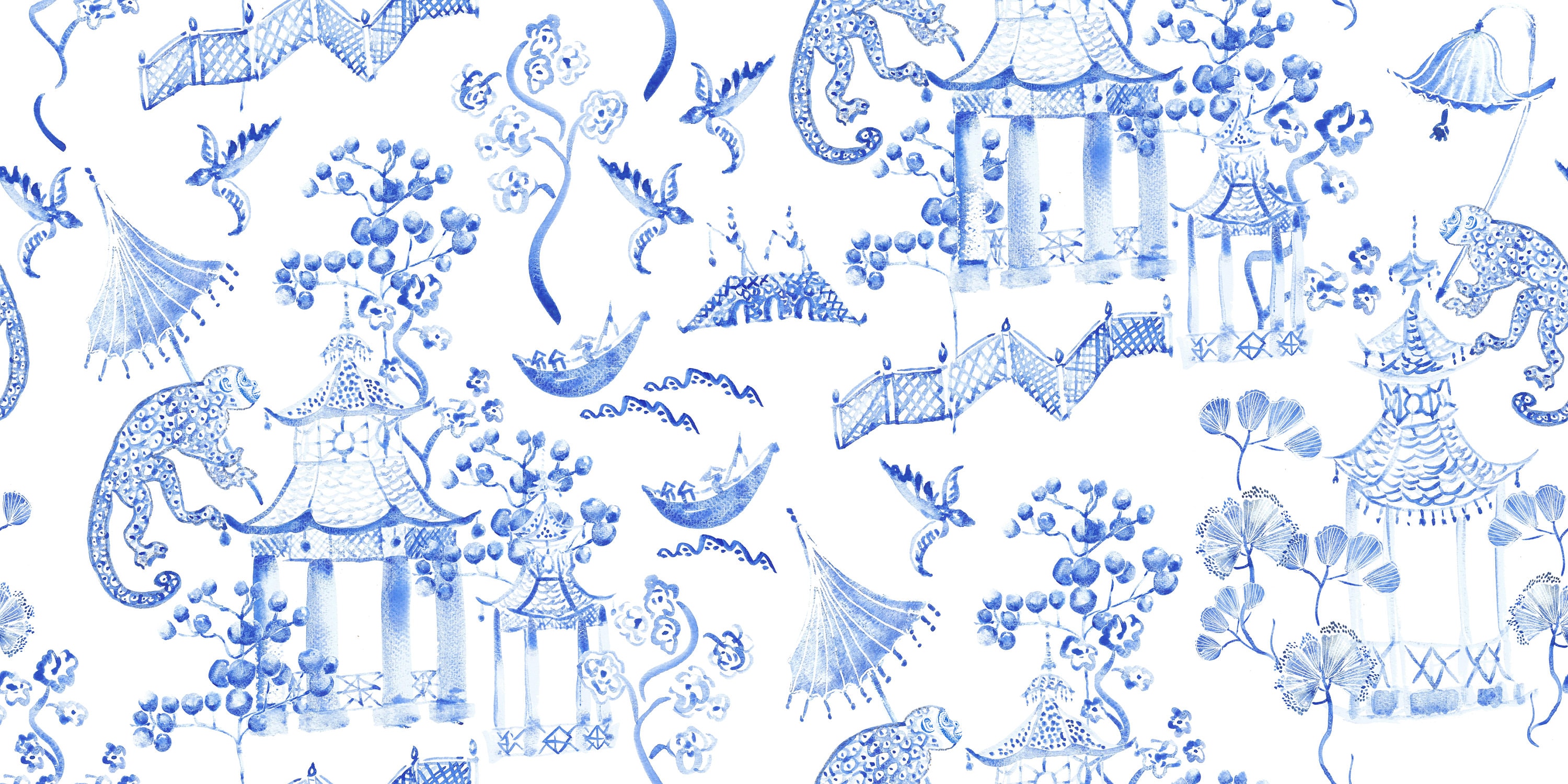 Chinoiserie Art watercolour Chinoiserie Seamless Pattern Hand Painted ...