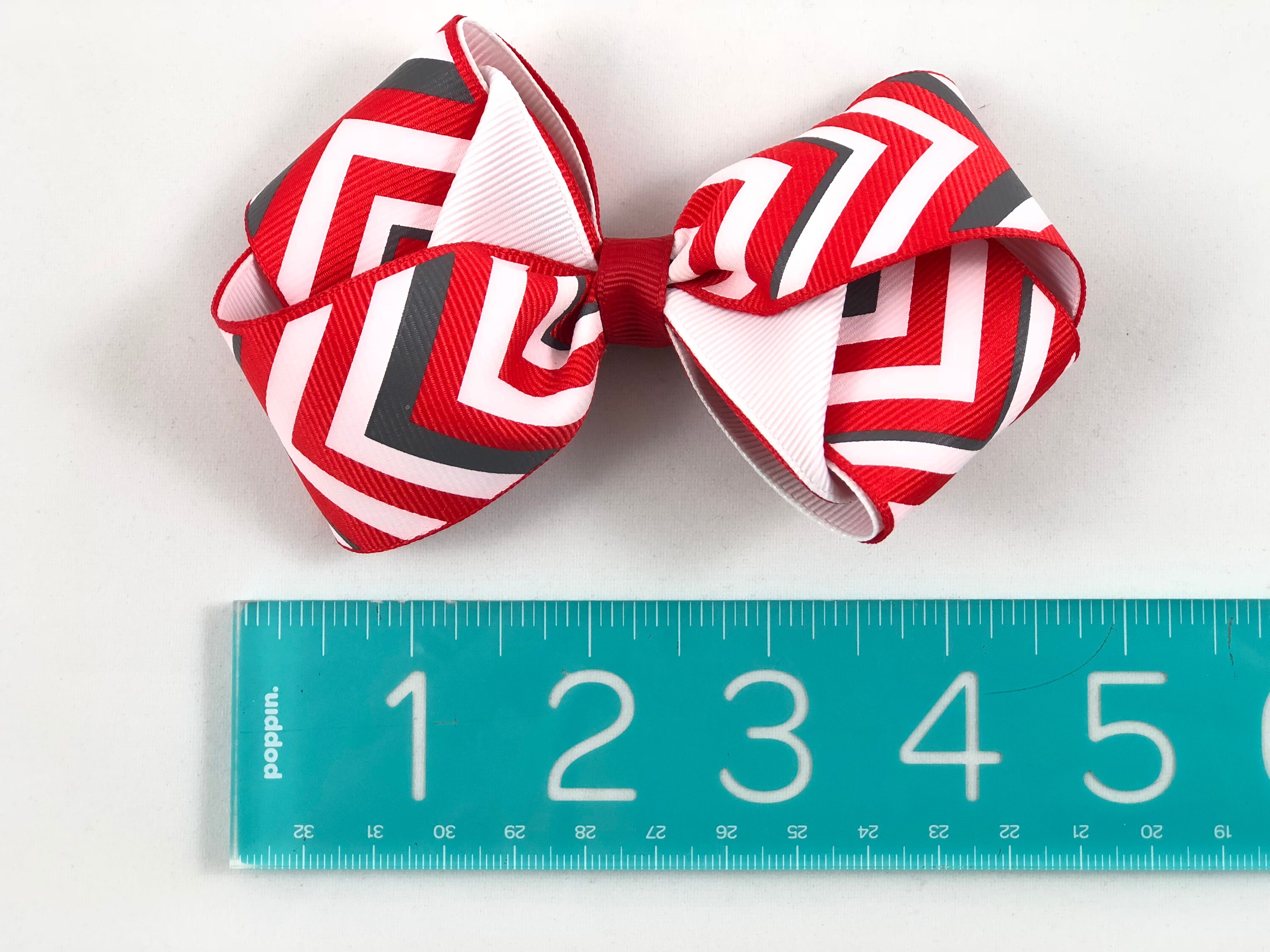 Two Color Red, White and Gray Lined Bow for Babies and Girls - Etsy
