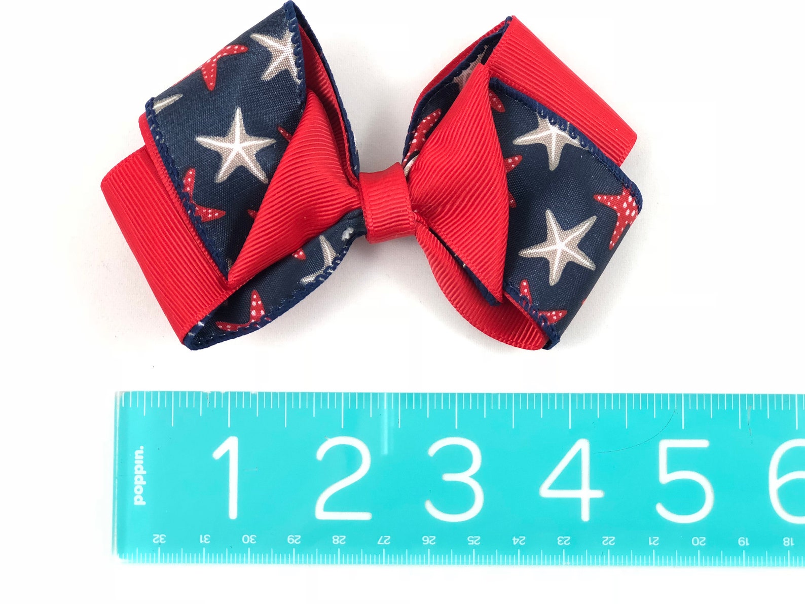 Two Color Summer Sea Shells Bow in Navy, Red and Silver for Babies and ...