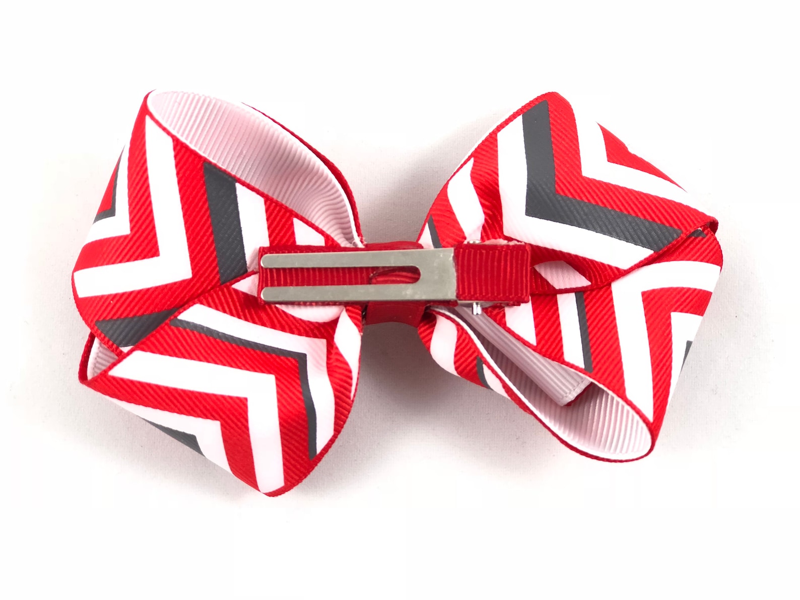 Two Color Red, White and Gray Lined Bow for Babies and Girls - Etsy