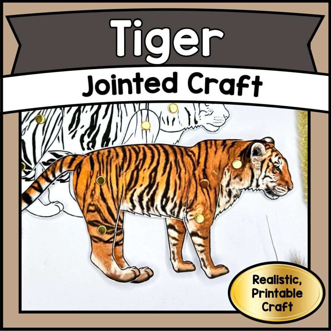 Printable Articulated TIGER Jointed Animal Paper Craft Kit | DIY Jungle ...