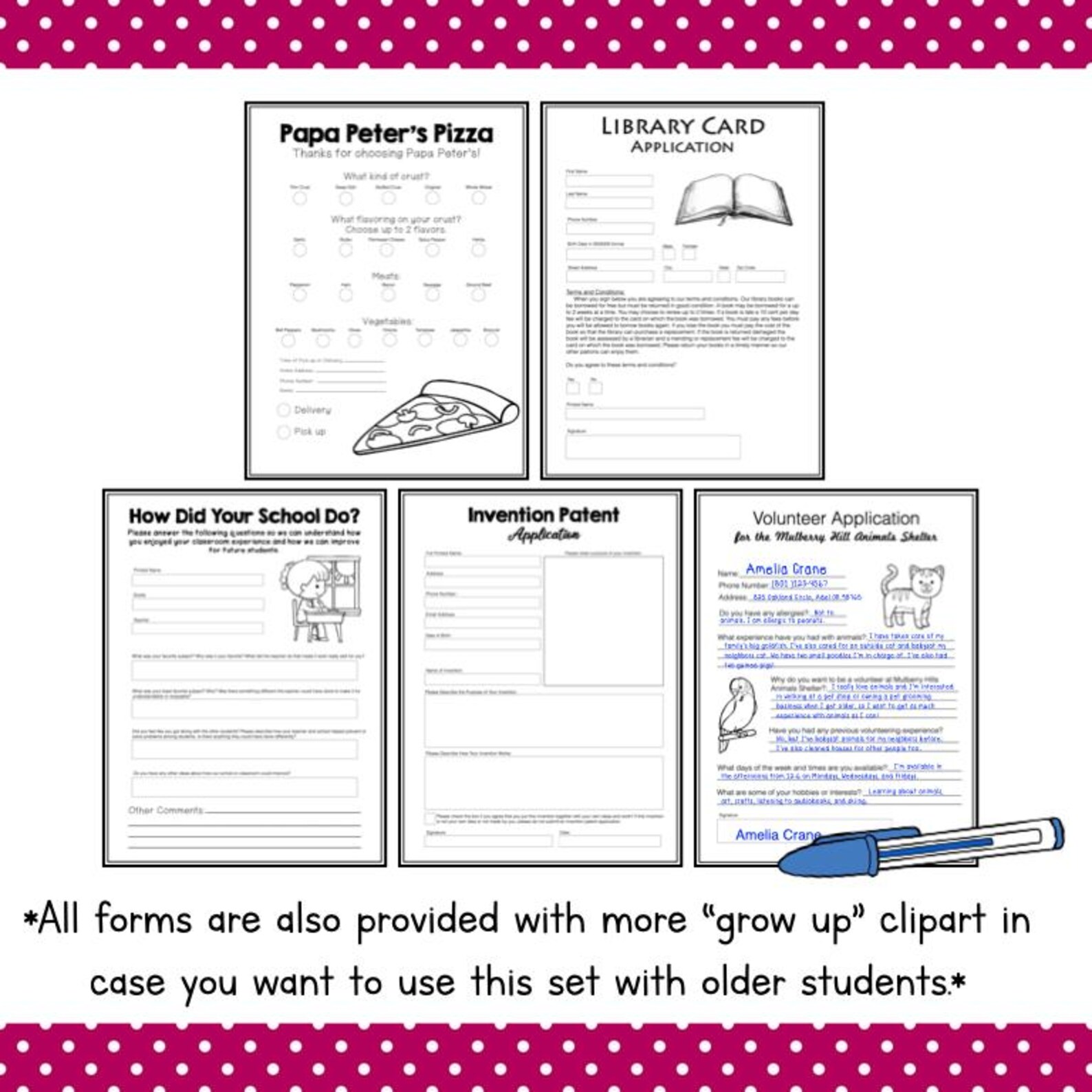 Real Life Skills Writing Unit Printable Learning Filling Out Forms ...