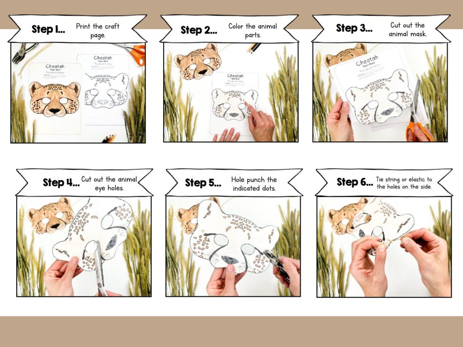 Printable Cheetah Face Mask | Creative Paper Craft Template | Animal ...
