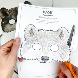 Wolf Paper Mask Template | Printable Kid's Craft Activity | Articulated ...