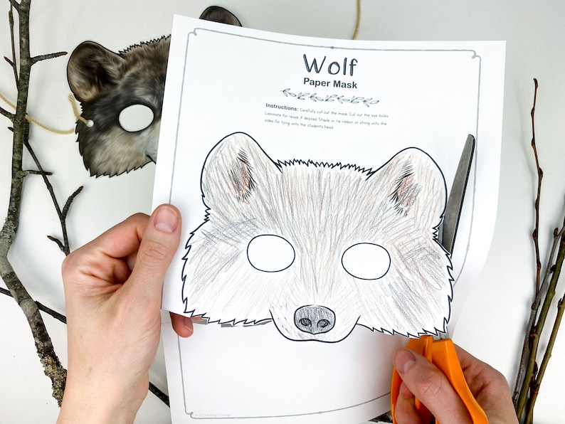 Wolf Paper Mask Template | Printable Kid's Craft Activity | Articulated ...
