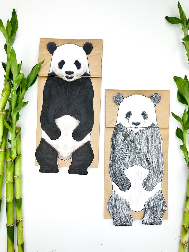 Panda Paper Bag Puppet Craft Kit | Eco-friendly Printable Template ...