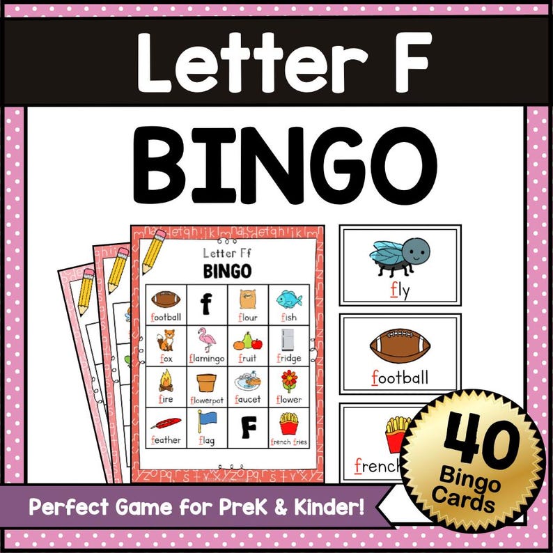 Letter F BINGO GAME PRINTABLE - Alphabet Bingo Cards for Preschool and ...