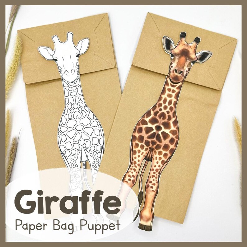 DIY Giraffe Puppet Printable | Fun Paper Bag Craft Template | Easy ...