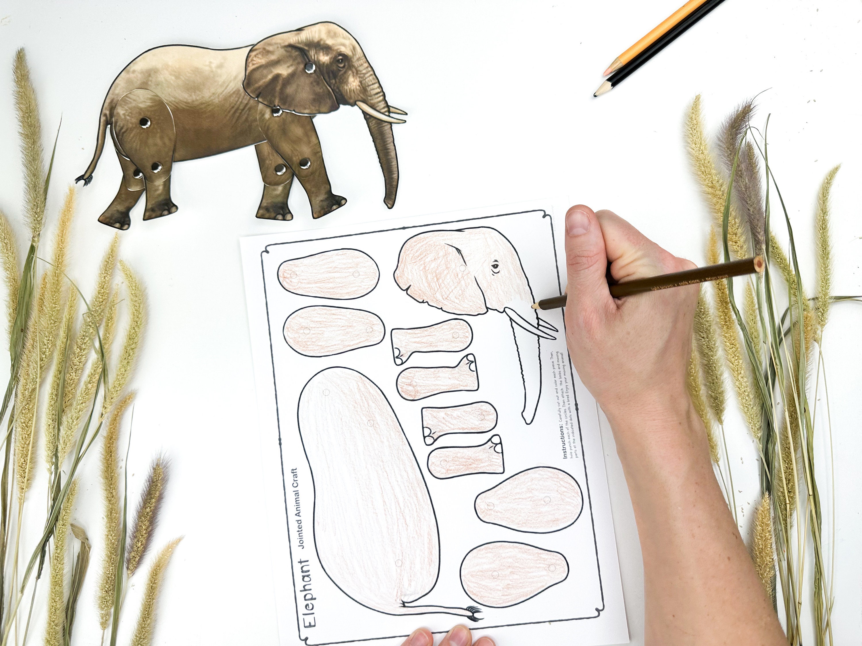Printable Articulated Elephant Puppet | Fun Educational Activity for ...