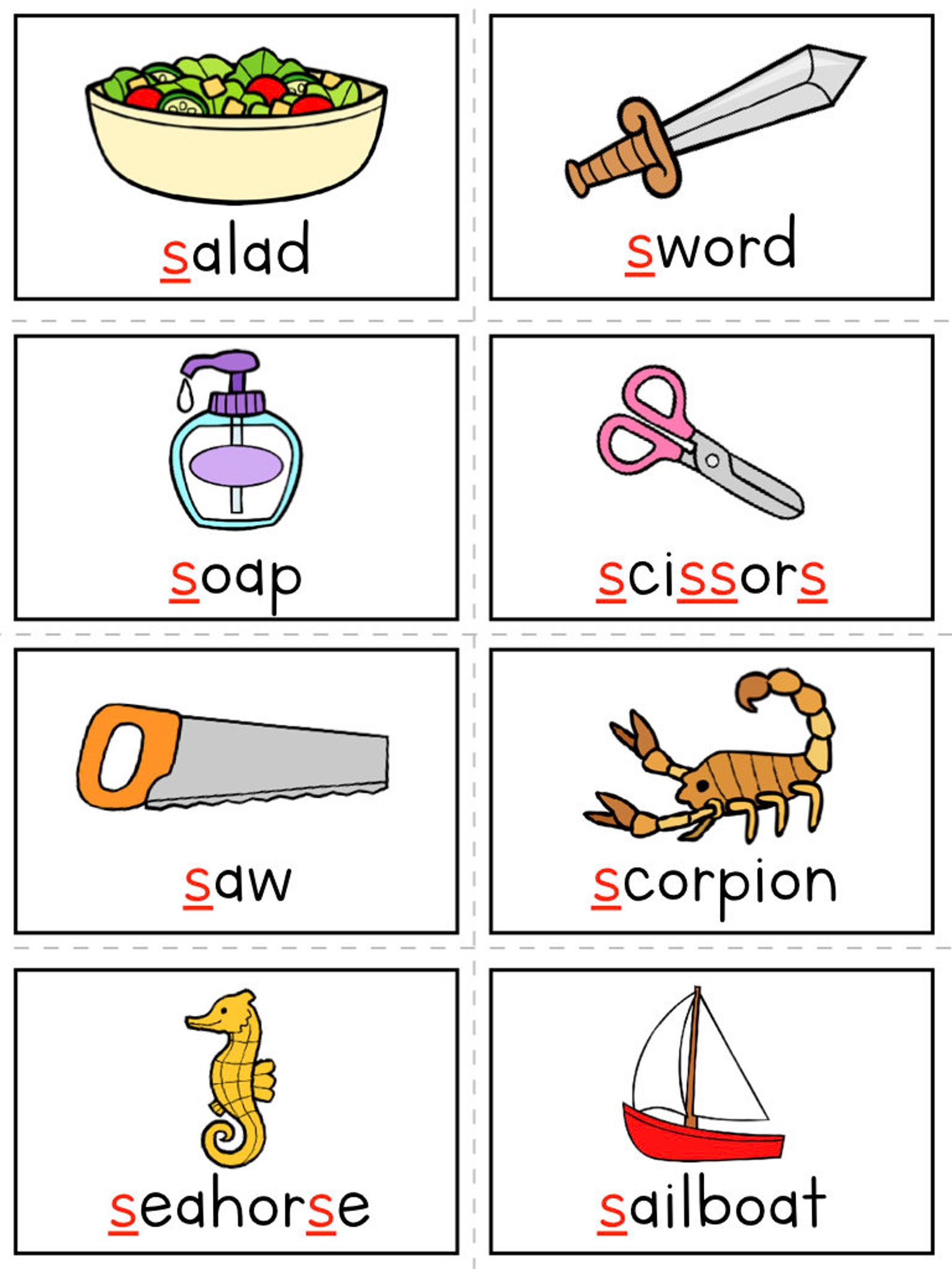 Letter S Bingo Game - Etsy