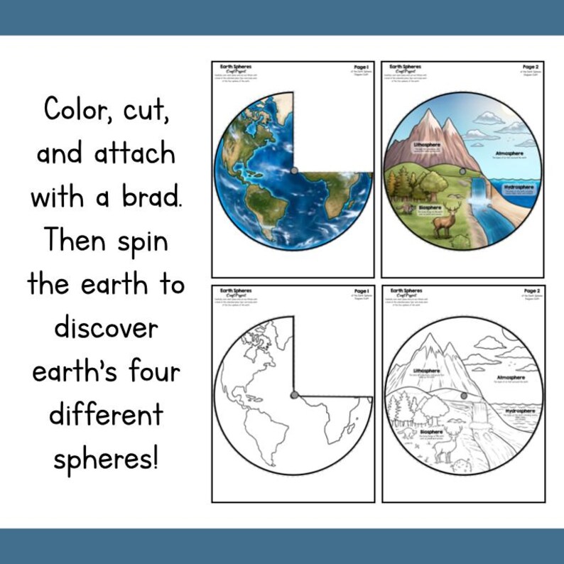 The 4 Spheres of Earth | Paper Wheel Craft | Earth Science - Etsy