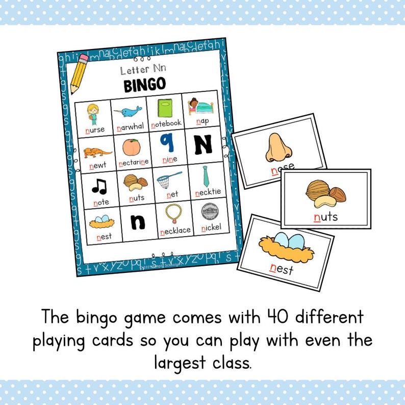 Letter N BINGO GAME Printable Pdf - Cute Alphabet Bingo Cards for Kids ...