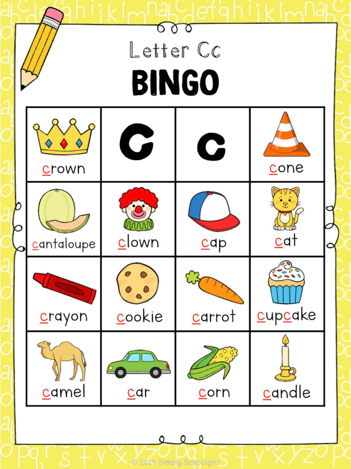 Letter C Bingo Game - Etsy