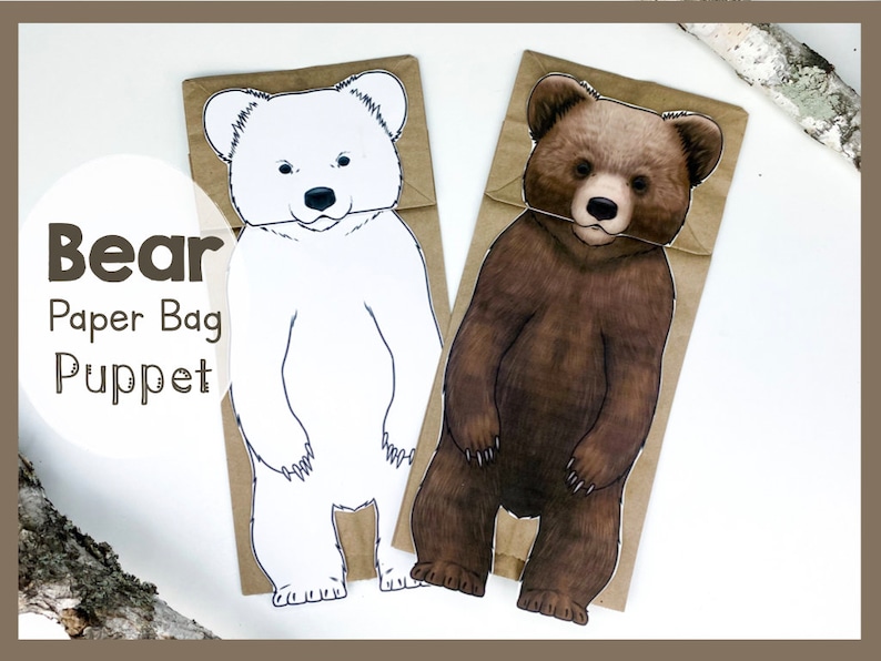 DIY Bear Puppet Printable | Fun Paper Bag Craft Template | Easy Puppet ...