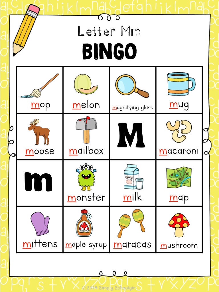 Letter M Bingo Game - Etsy
