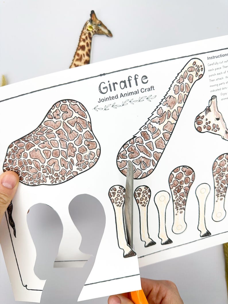 Printable Jointed Giraffe Puppet Craft | DIY Articulated Animal ...