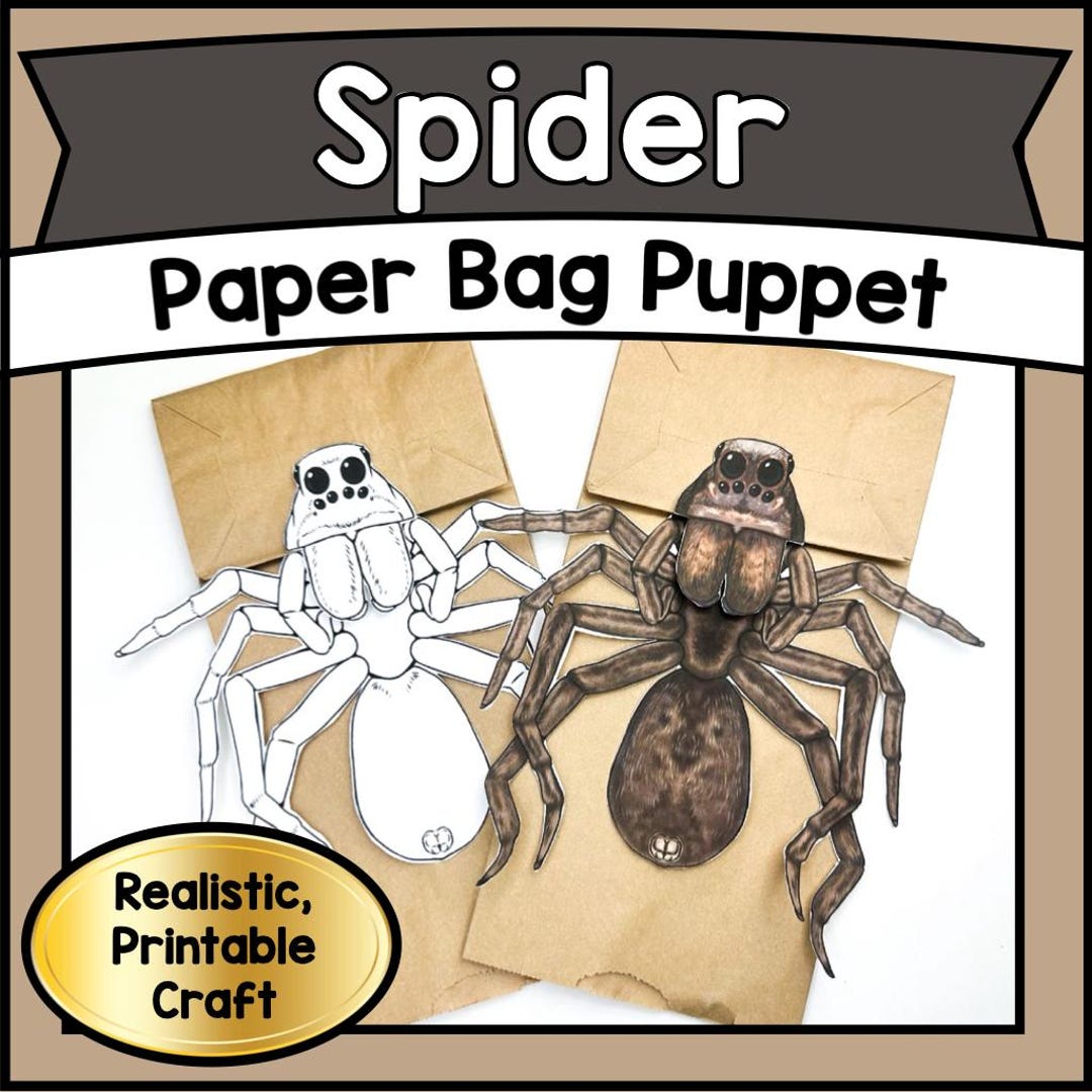 DIY SPIDER Paper Bag Puppet PDF | Printable Kids Craft Template | Fun ...