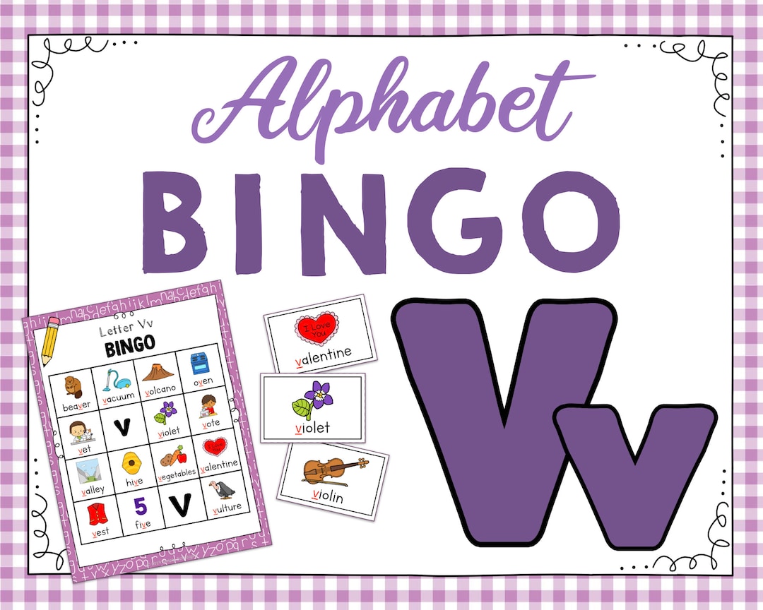 Letter V Bingo Game - Etsy