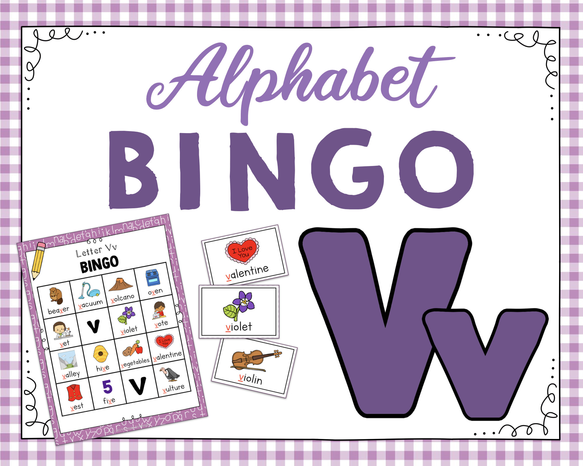 Letter V Bingo Game - Etsy