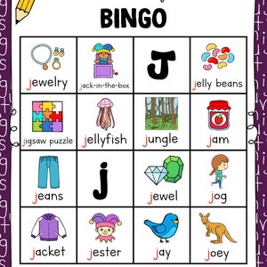 Letter J Bingo Game - Etsy