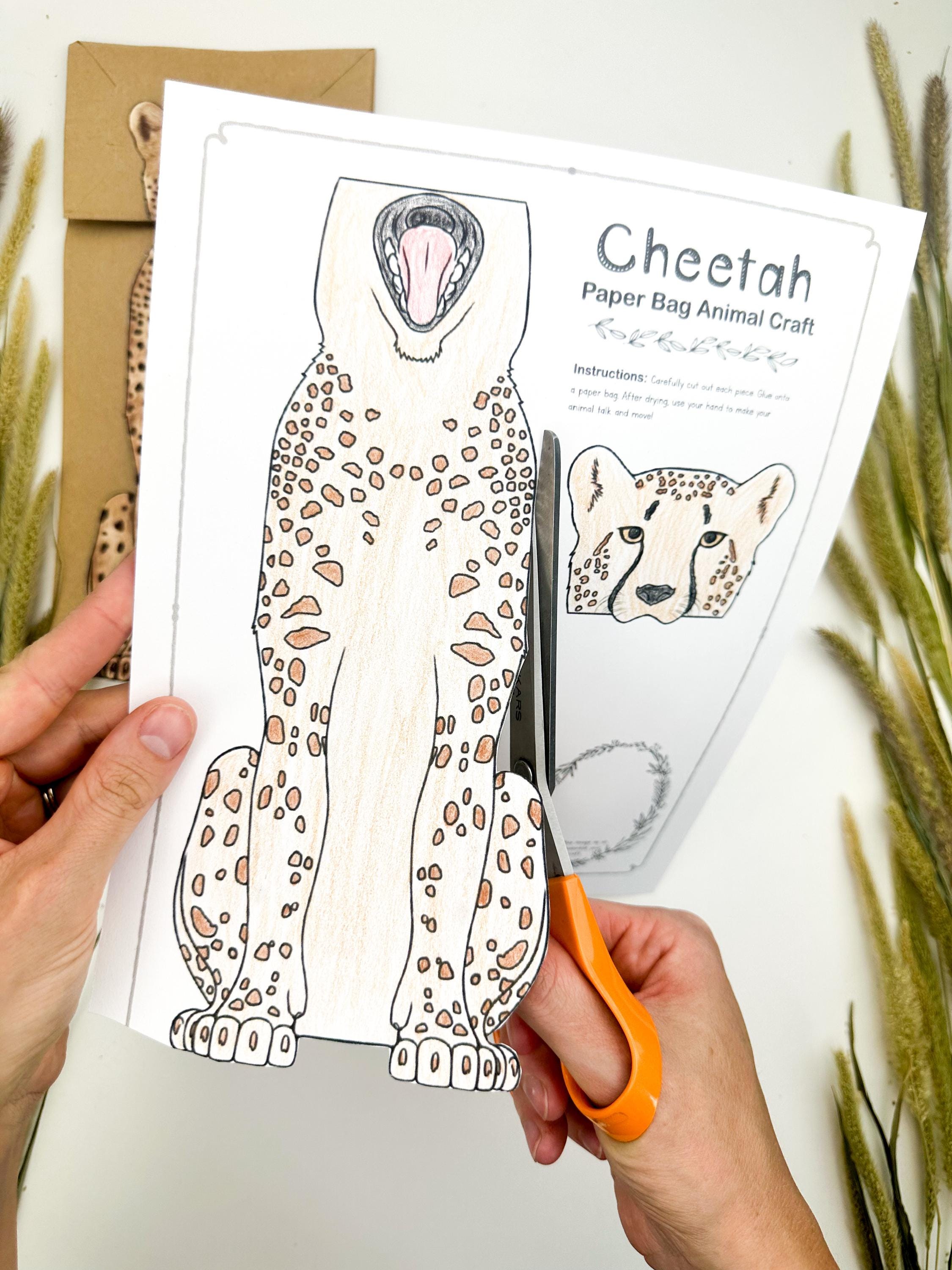 DIY Cheetah Puppet Printable | Fun Paper Bag Craft Template | Easy ...
