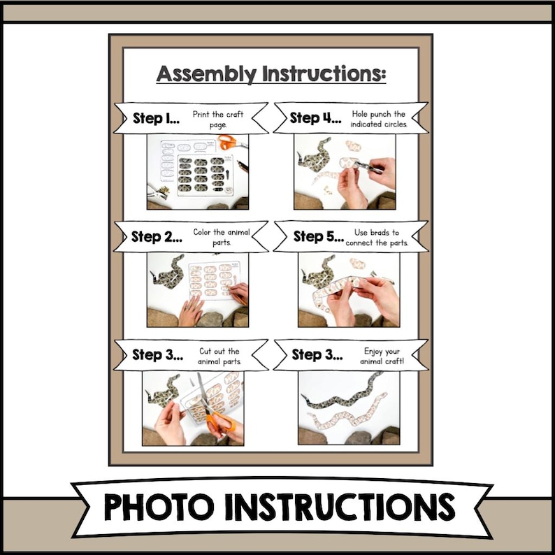 Printable Articulated SNAKE Puppet | DIY Jointed Animal Craft Template ...