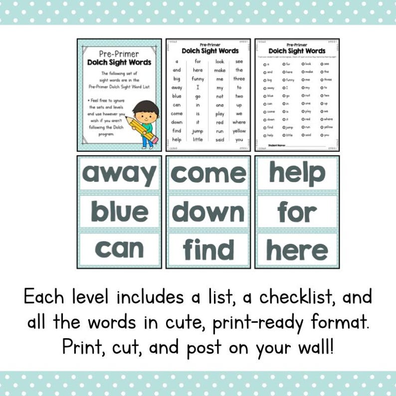 Bulletin Board Sight Words Printable Dolch Sight Word Cards for ...