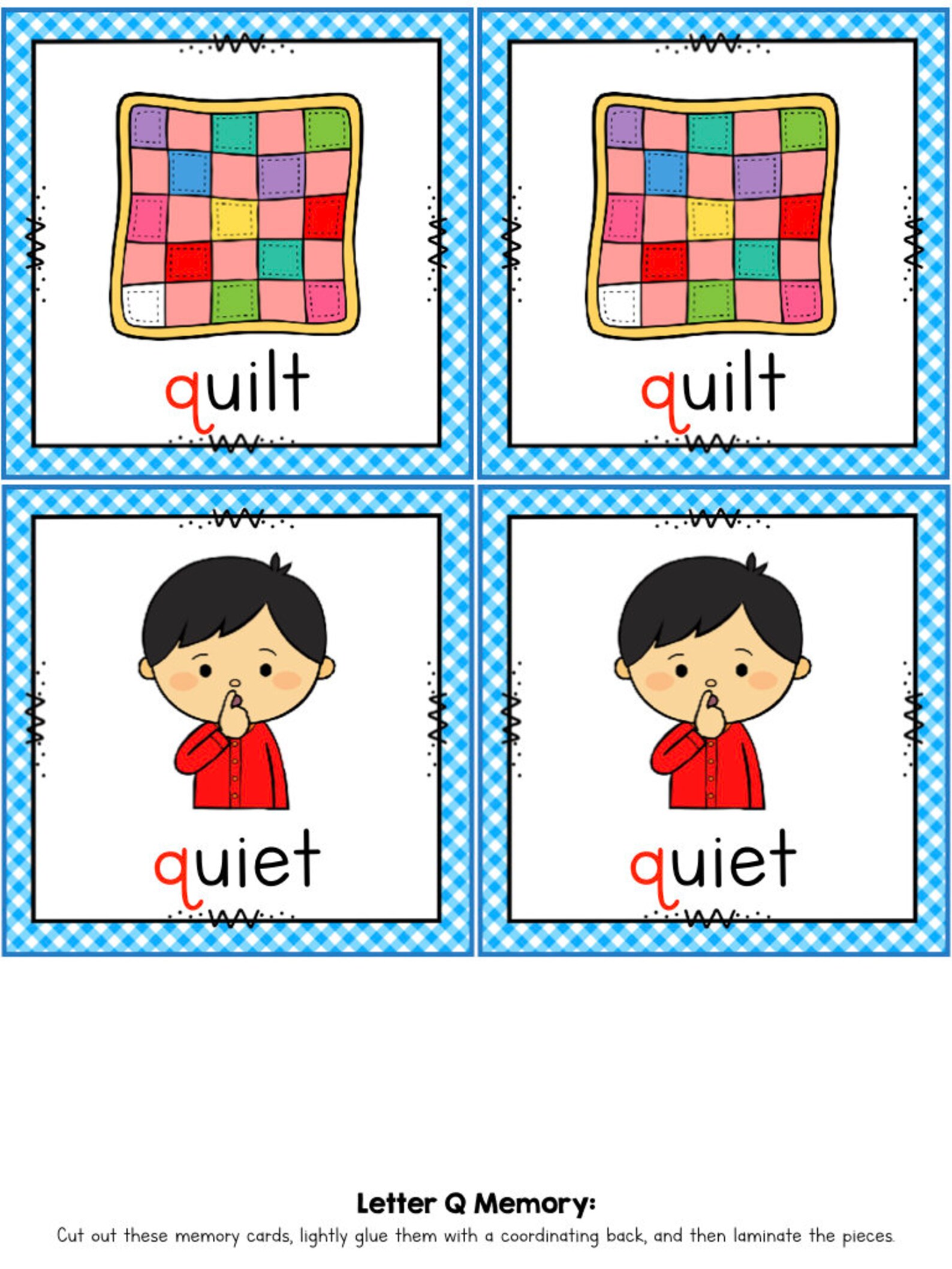 Letter Q Memory Game - Etsy