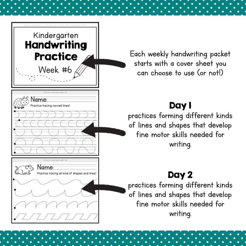 KINDERGARTEN HANDWRITING CURRICULUM Printable - 30 Weeks Writing ...