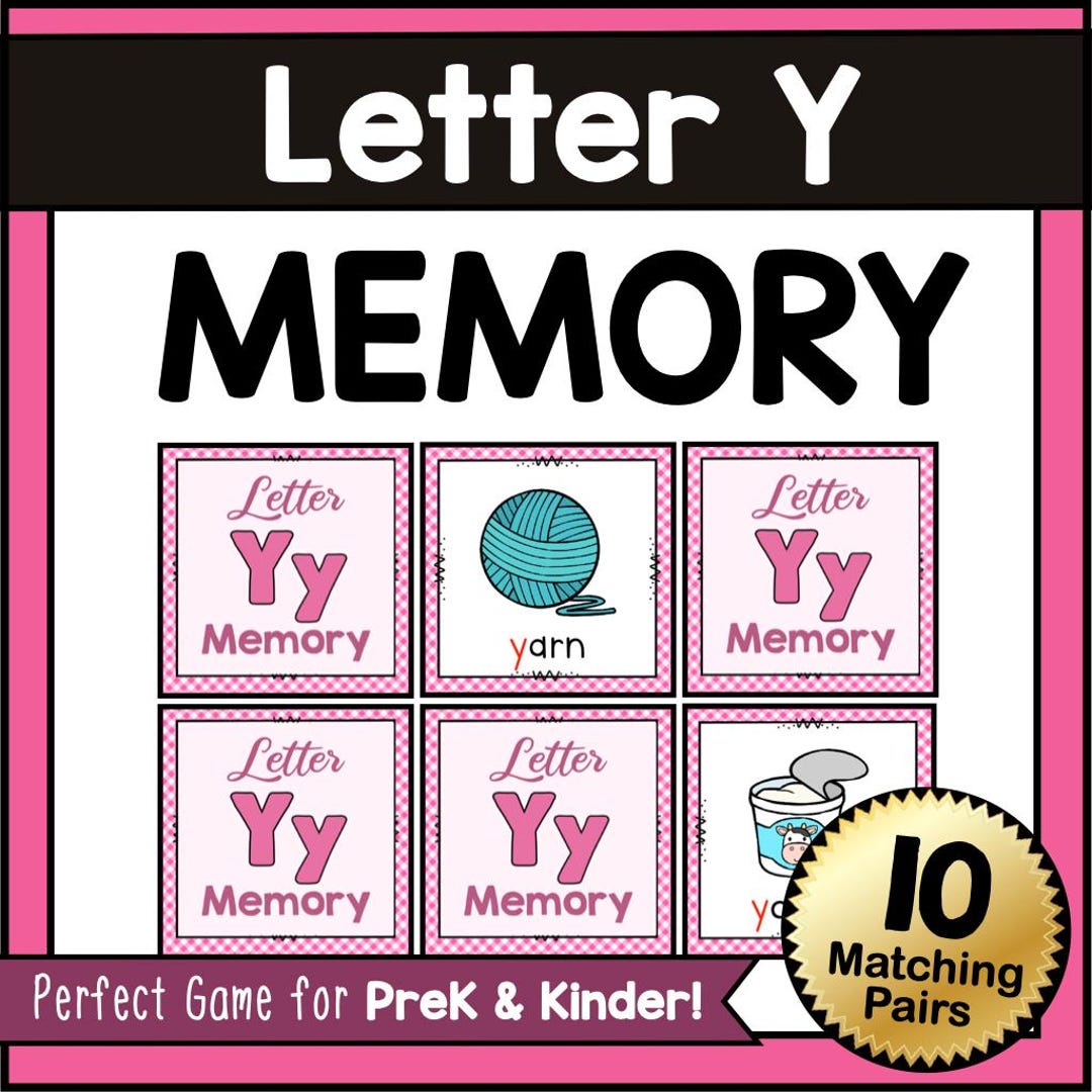 LETTER Y Memory GAME Printable Pdf – Alphabet Matching Cards for ...