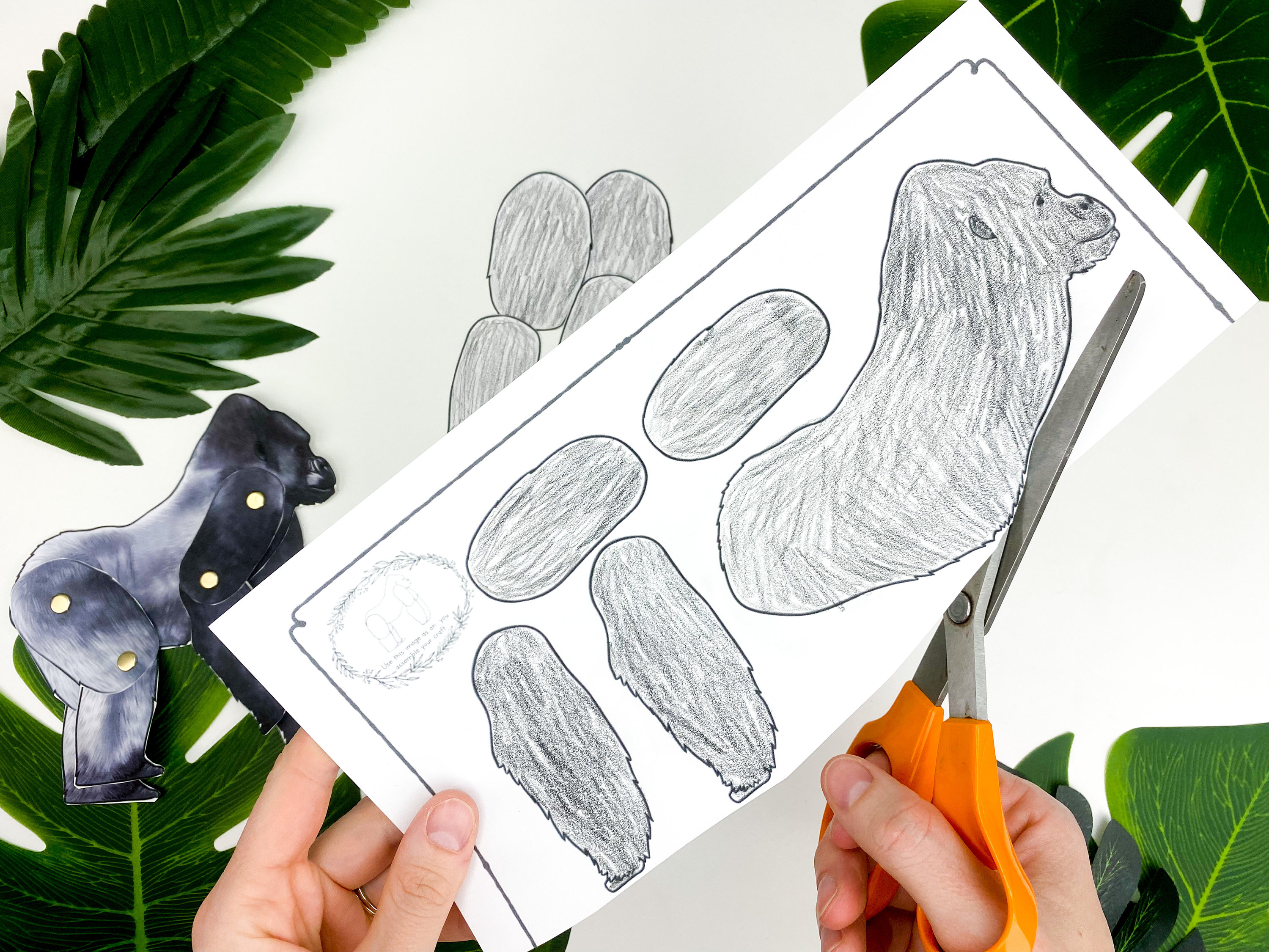 Articulated Gorilla Craft Template Printable Educational Activity ...