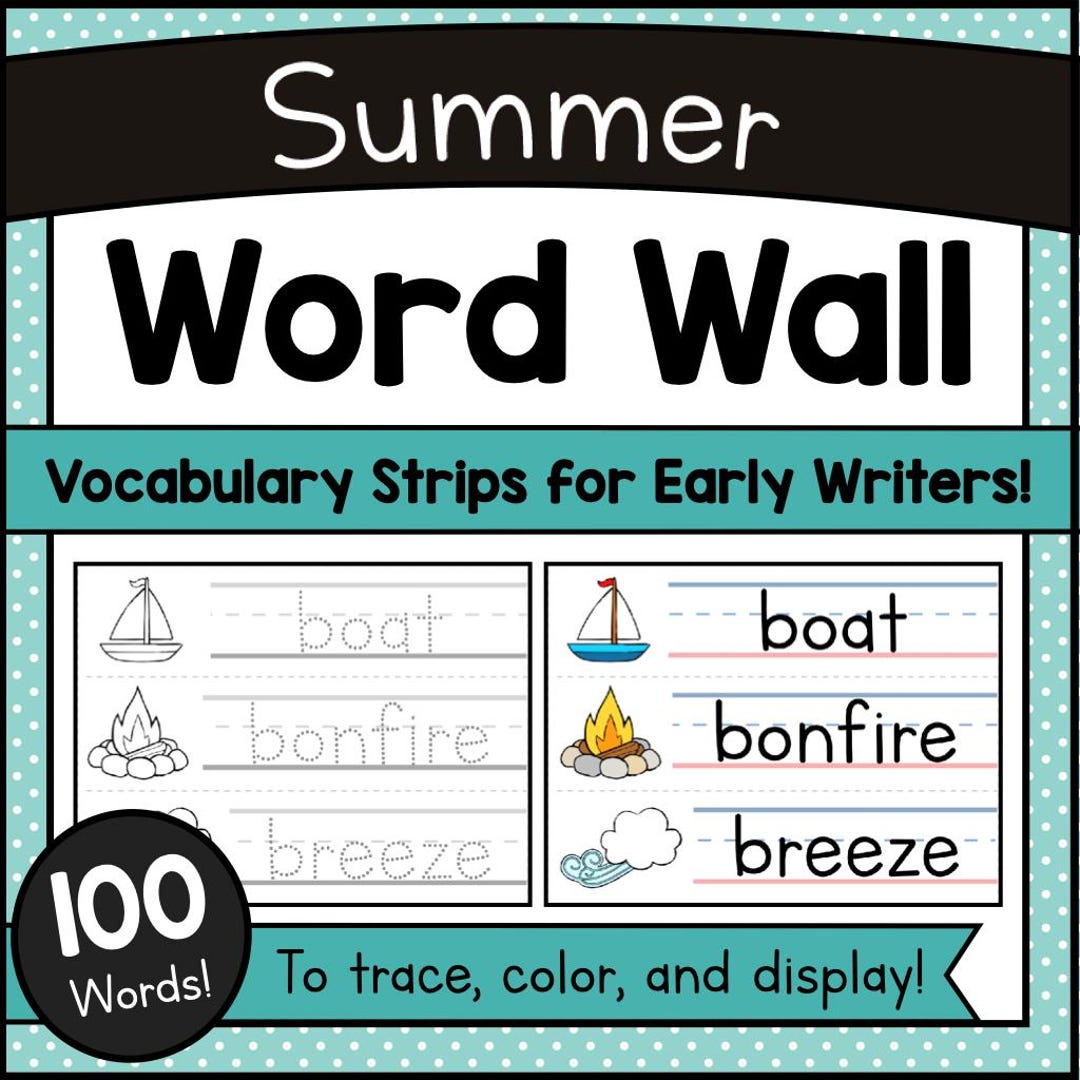 Summer Word Wall | 100 Summer Vocabulary Words | Seasonal Words ...