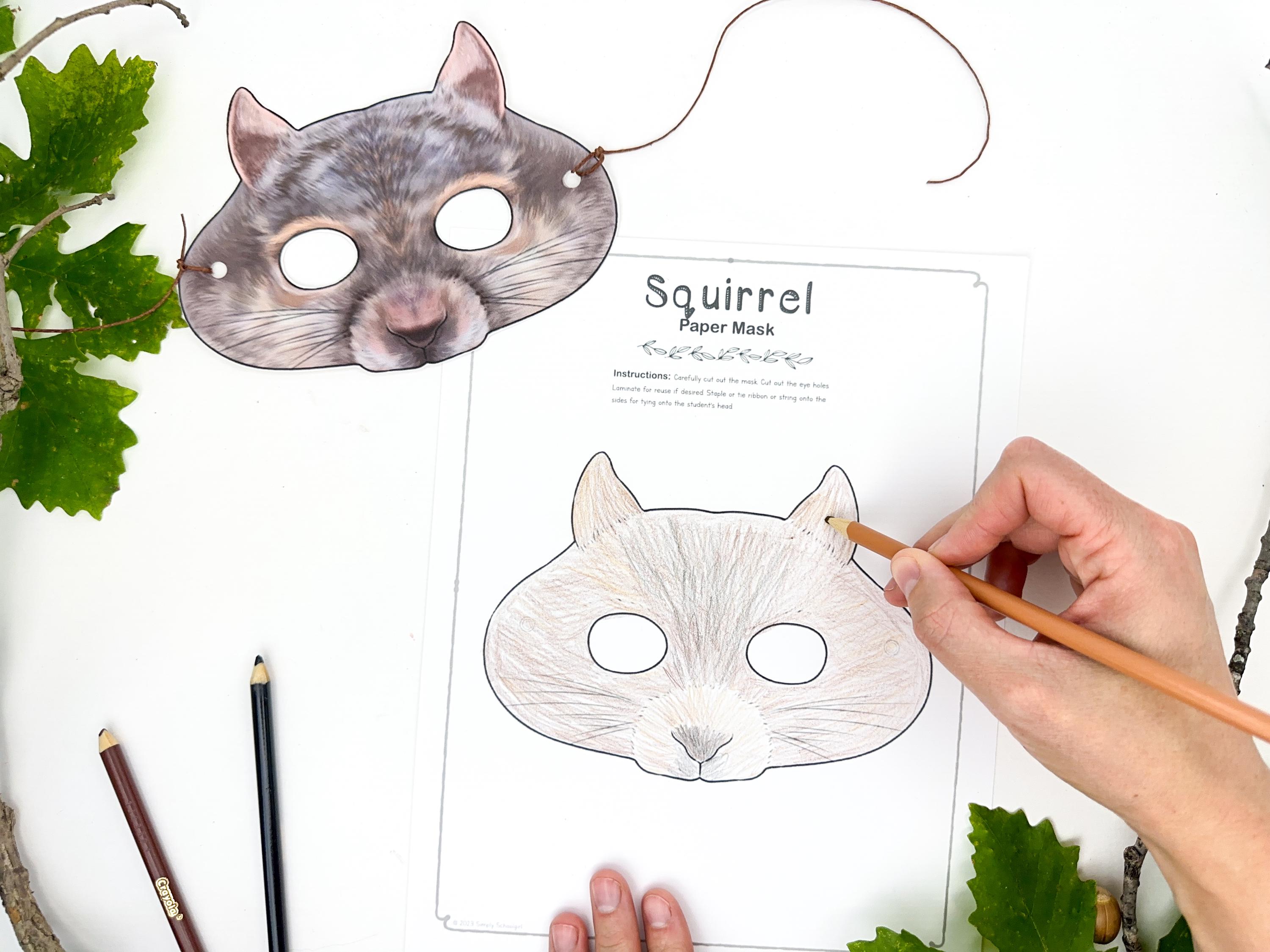 Printable SQUIRREL Mask & DIY Paper Craft Animal PDF Template | Kids ...