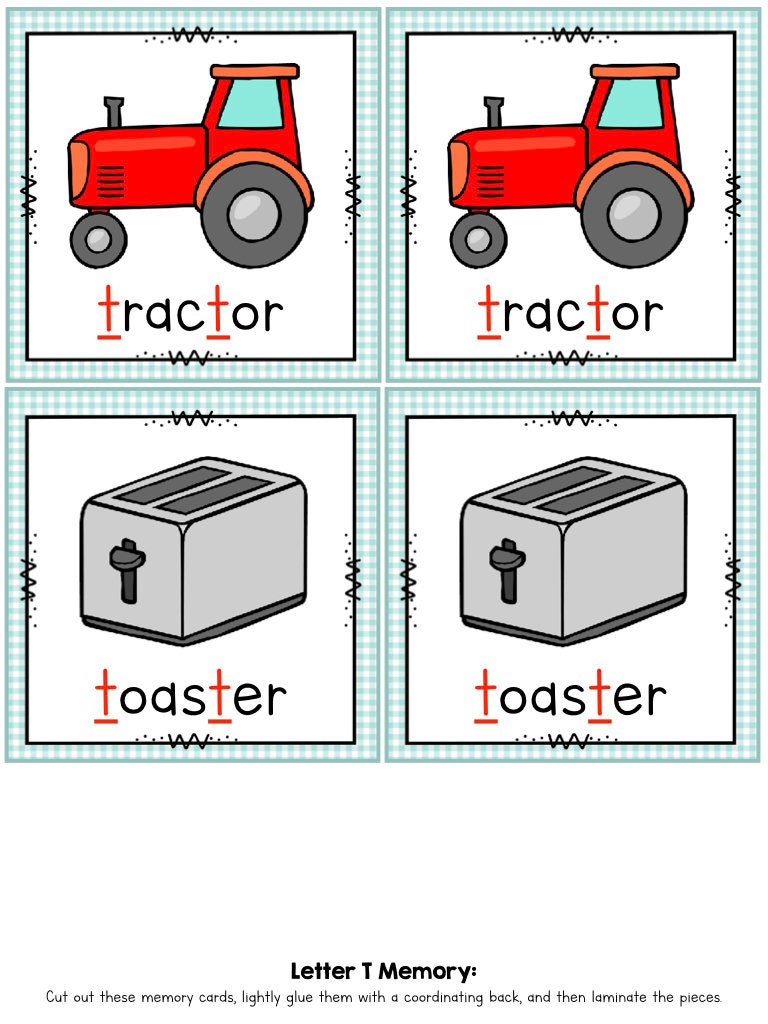 Letter T Memory Game - Etsy
