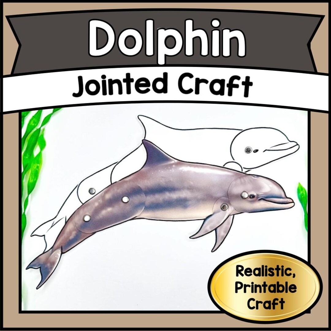 Printable Jointed Dolphin Puppet Craft Template Kit | DIY ARTICULATED ...