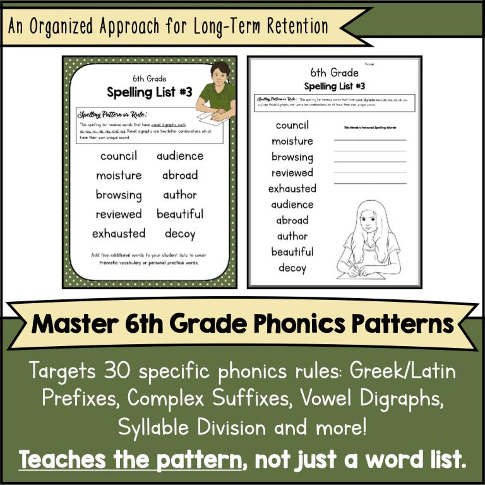 6th GRADE SPELLING Curriculum Printable - 30 Weeks of Printable ...