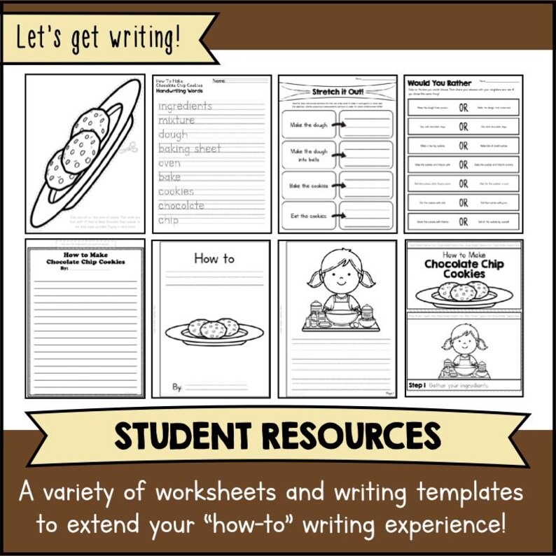 How to Make Cookies, Procedural Paragraph Writing Worksheets, K-4th ...
