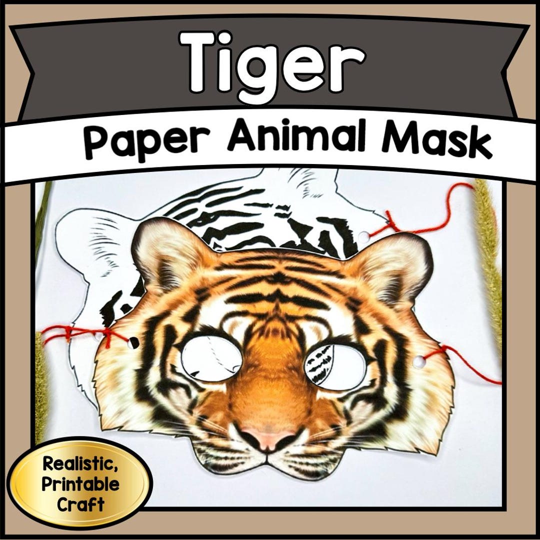 Printable TIGER Paper Mask | DIY Craft Animal PDF Template | Jungle ...