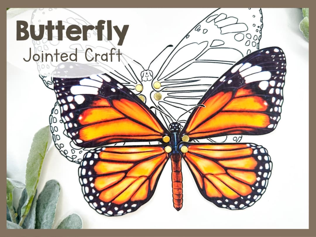 Butterfly Paper Bag Puppet | Articulated Paper Butterfly Template ...
