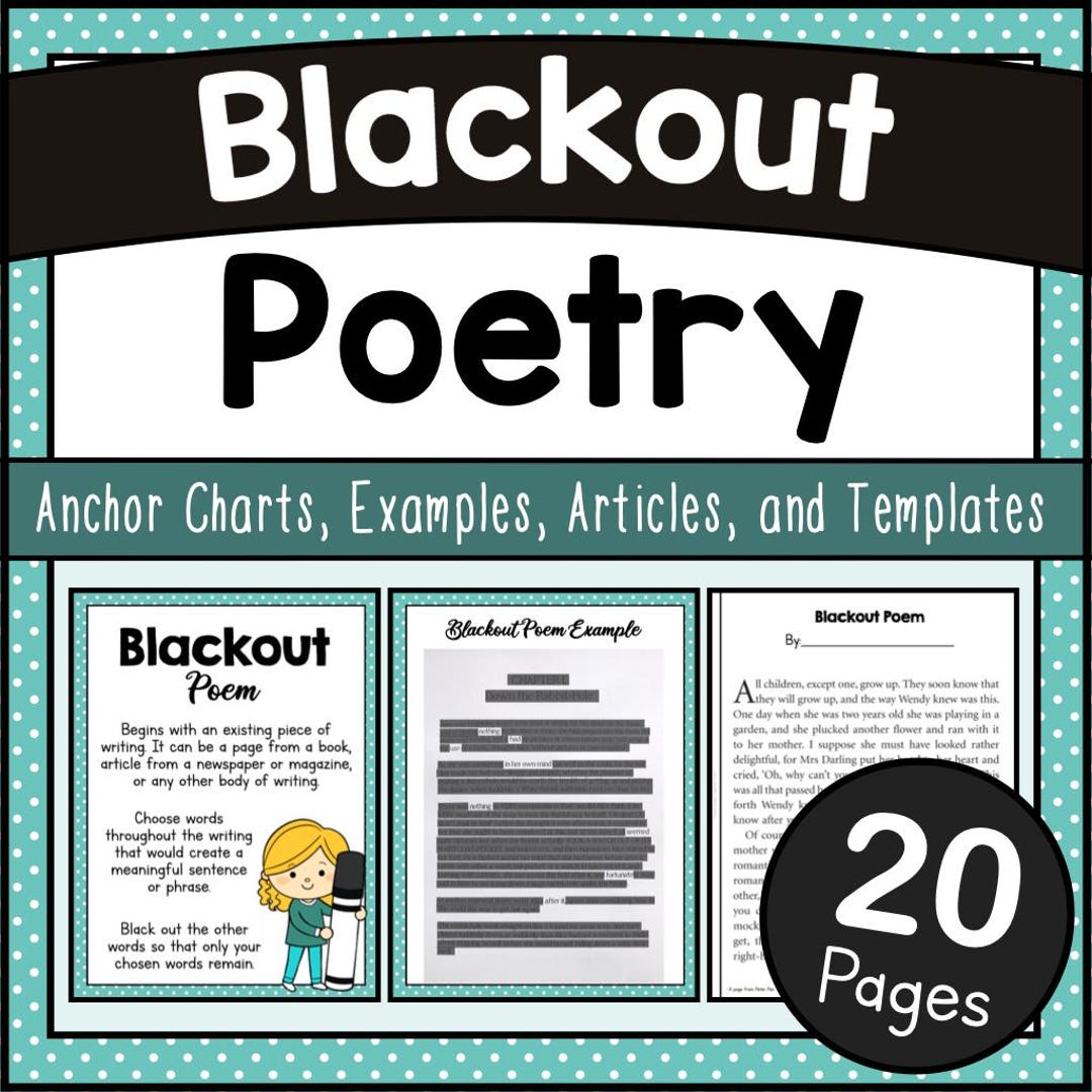 Blackout Poetry Printable, Worksheets & Templates, Poetry Writing ...