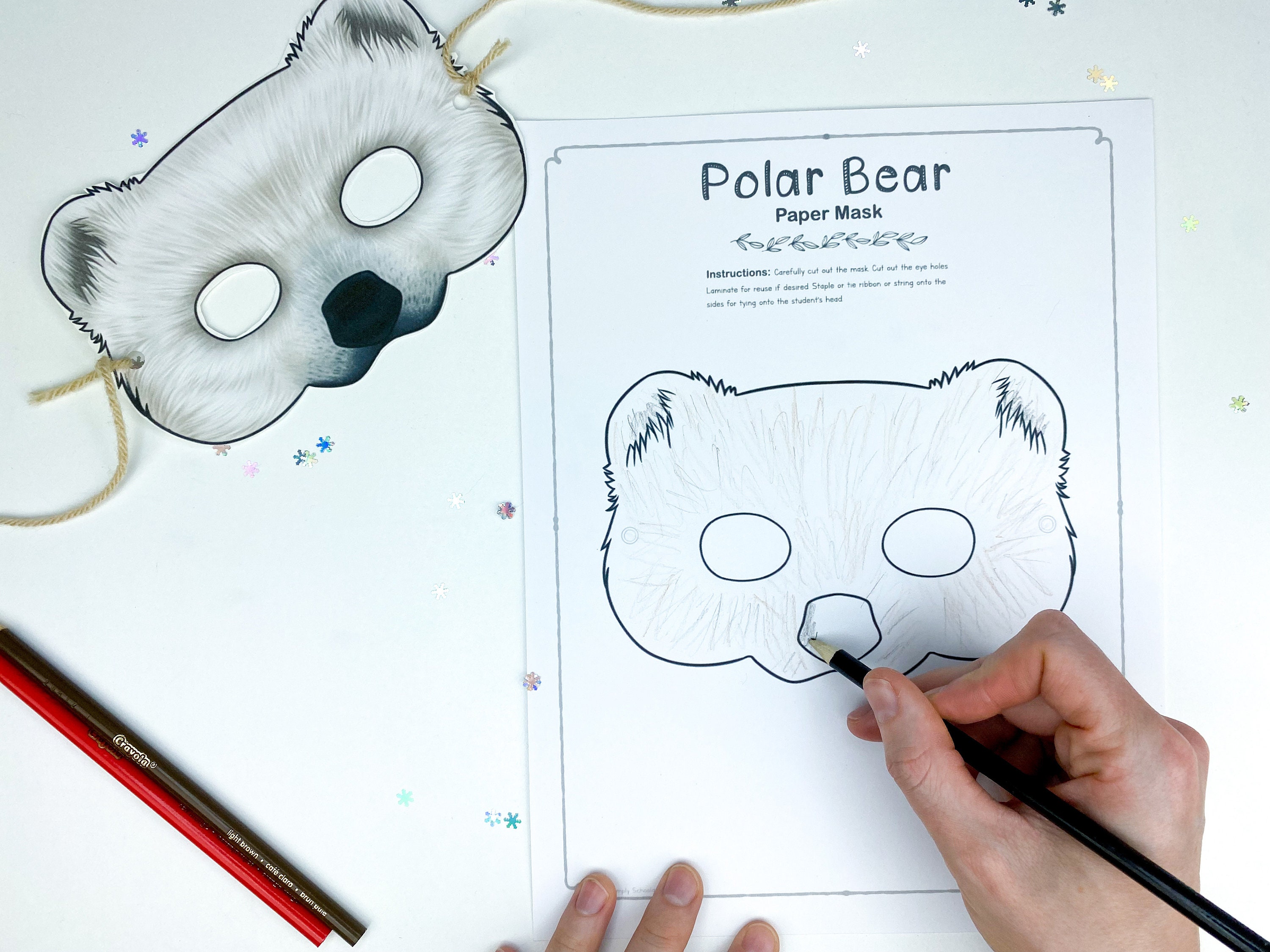 Polar Bear Paper Mask Template DIY Printable Arctic Animal Craft DIY ...