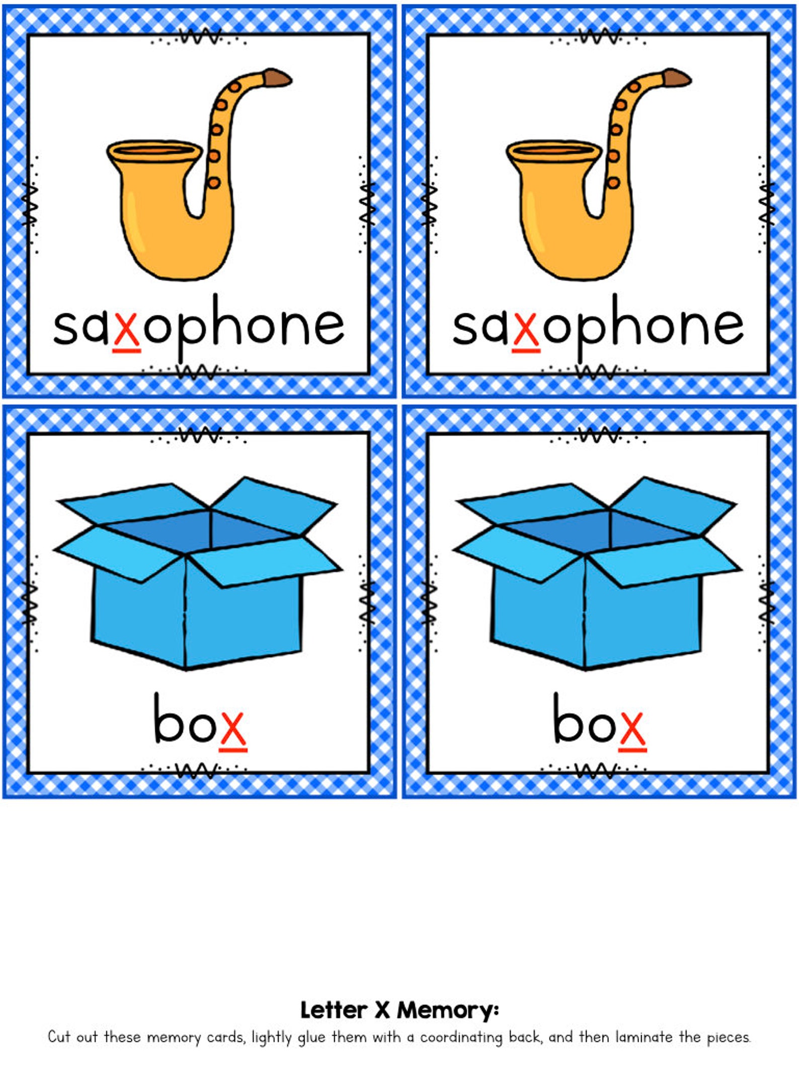 Letter X Memory Game - Etsy