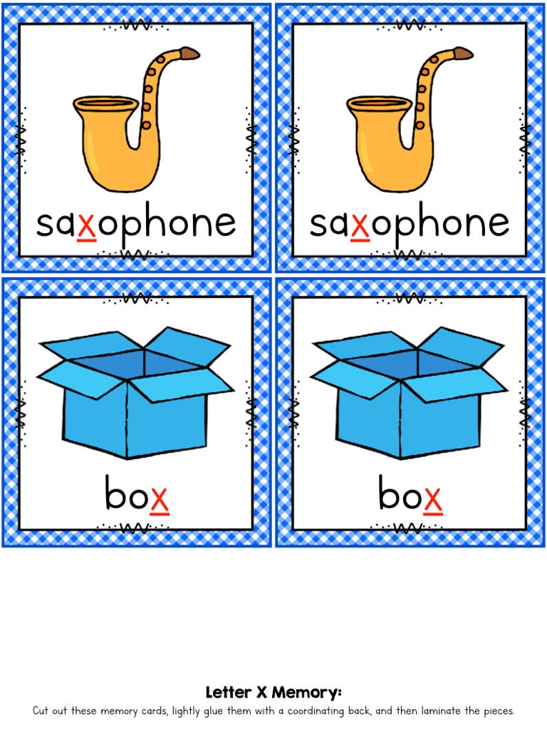 Letter X Memory Game - Etsy