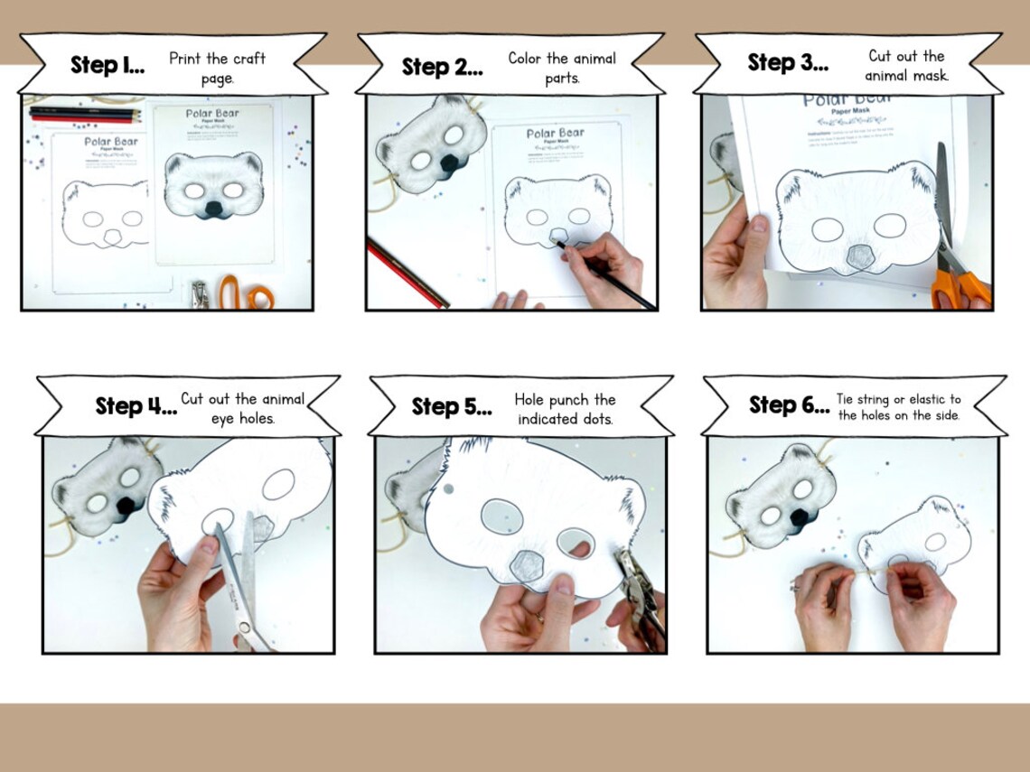 Polar Bear Paper Mask Template | DIY Printable Arctic Animal Craft ...