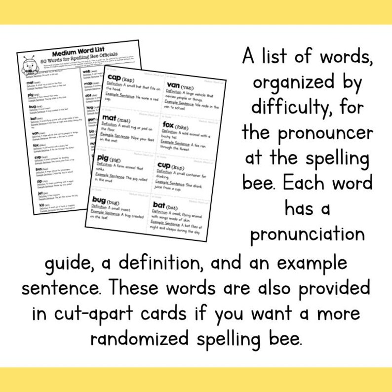 1st GRADE SPELLING Bee Word List PDF – Everything You Need to Host a ...