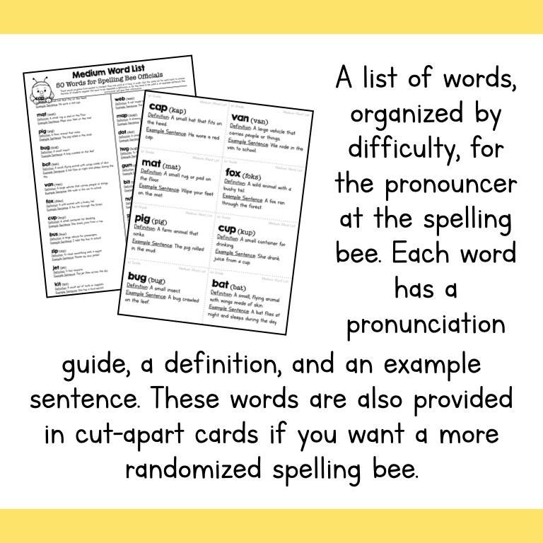 1st GRADE SPELLING Bee Word List PDF – Everything You Need to Host a ...