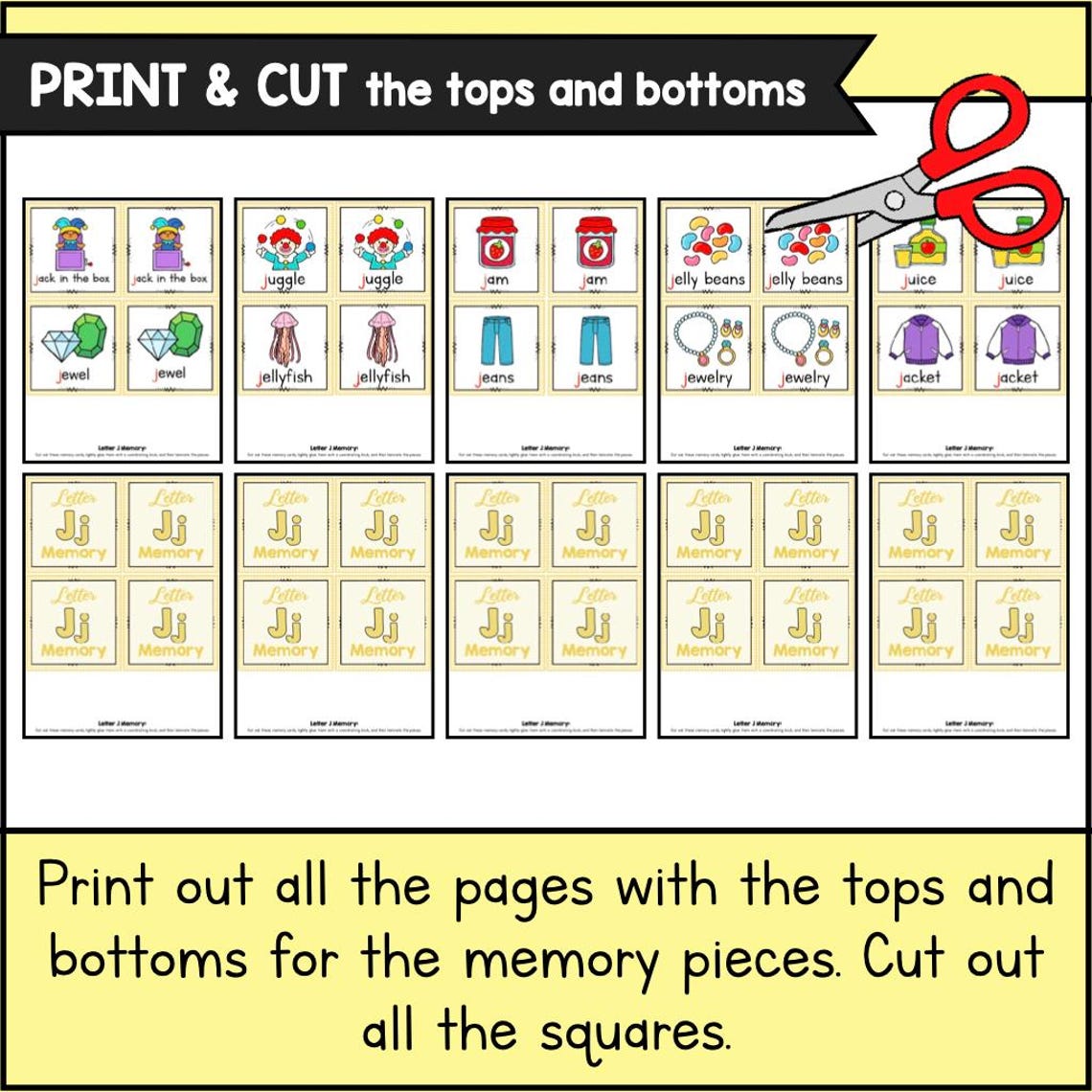 Letter J MEMORY GAME Printable - Alphabet Matching Cards for Preschool ...