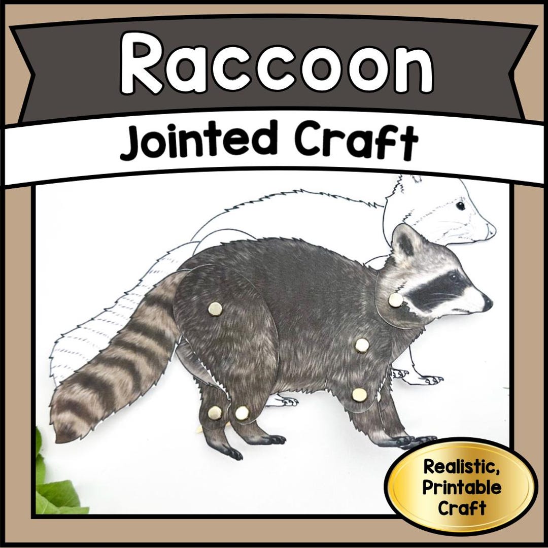 Printable JOINTED Raccoon Paper Puppet Craft Kit | DIY Articulated ...