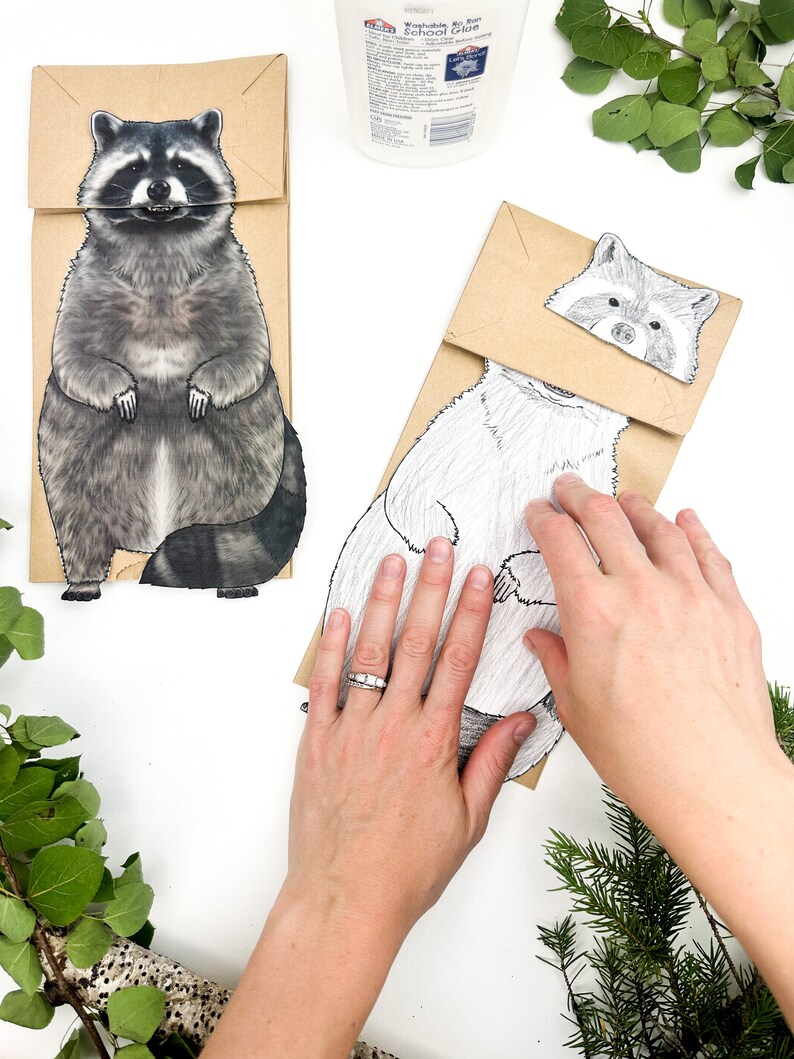 Raccoon Paper Bag Puppet Printable Craft Template - Etsy