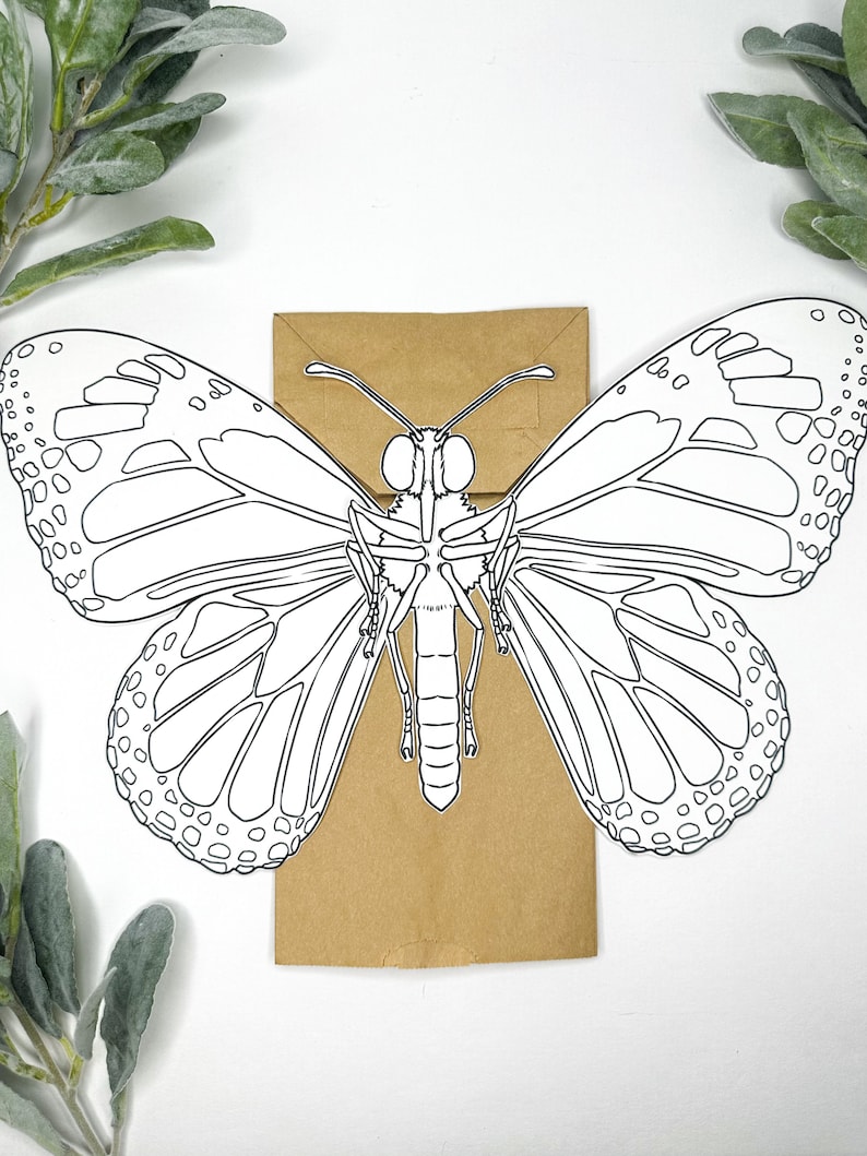 BUTTERFLY Paper Bag Puppet Craft Kit | Printable Template PDF | Fun ...